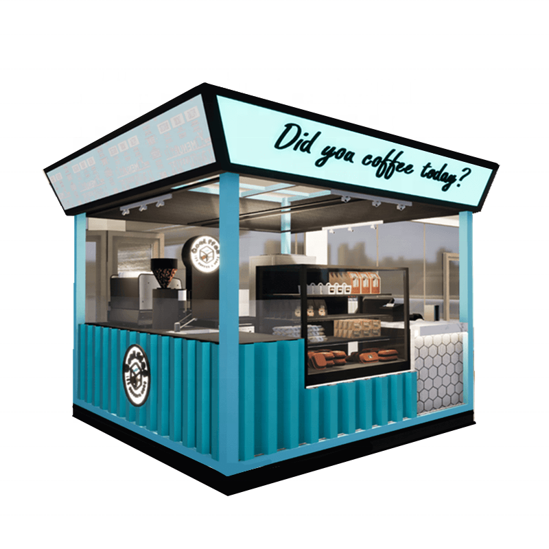 Durable Outdoor Snack Display Booth - Fast Food Kiosk Design