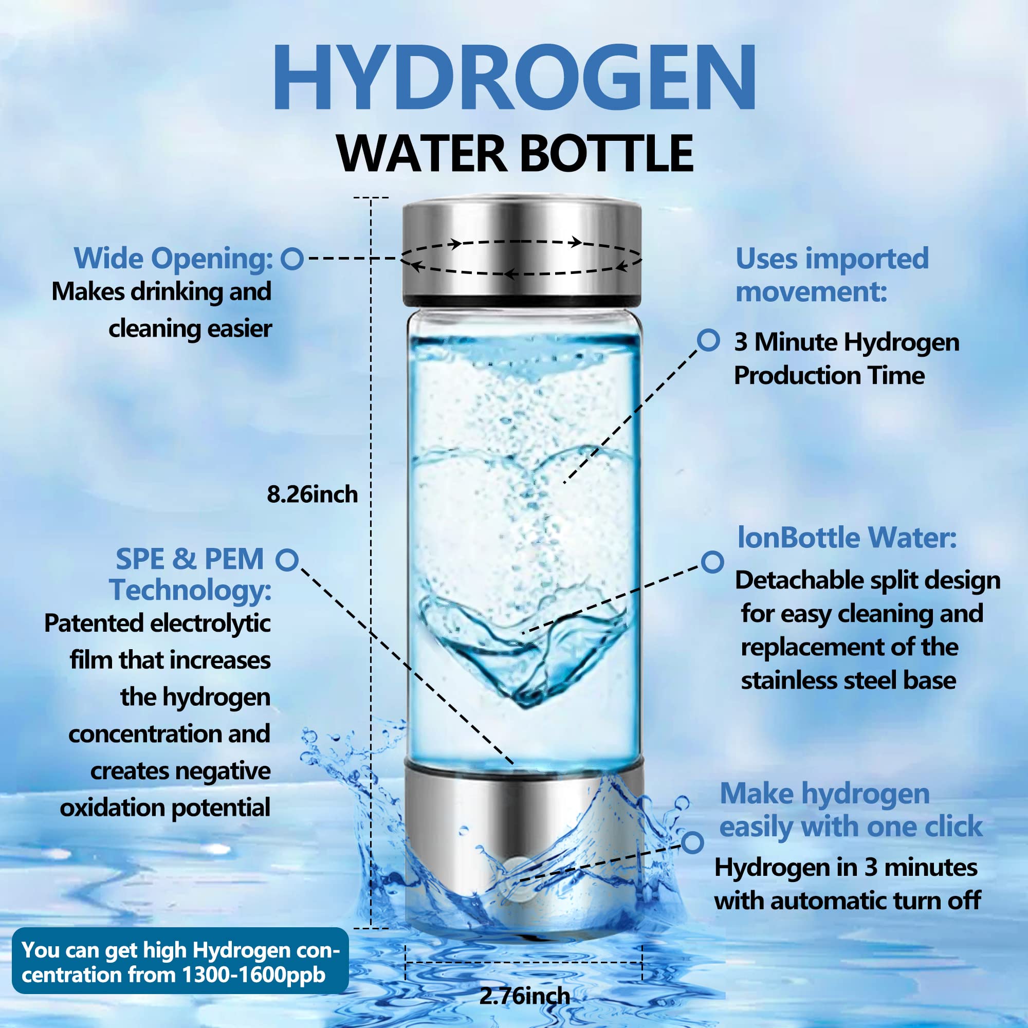 Wholesale Hydrogen Water Bottle - 2025 Portable PEM Tech