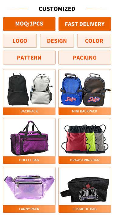 OEM logo Kids Cheerleading Bags Large Capacity Sparkle Backpack Custom ...
