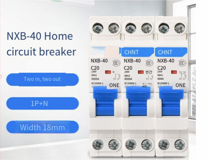 Chint Original NXB-40 Miniature Circuit Breaker 1P+N DPN 6A 10A 16A 20A 25A 32A 40A RCBO Rccb ...