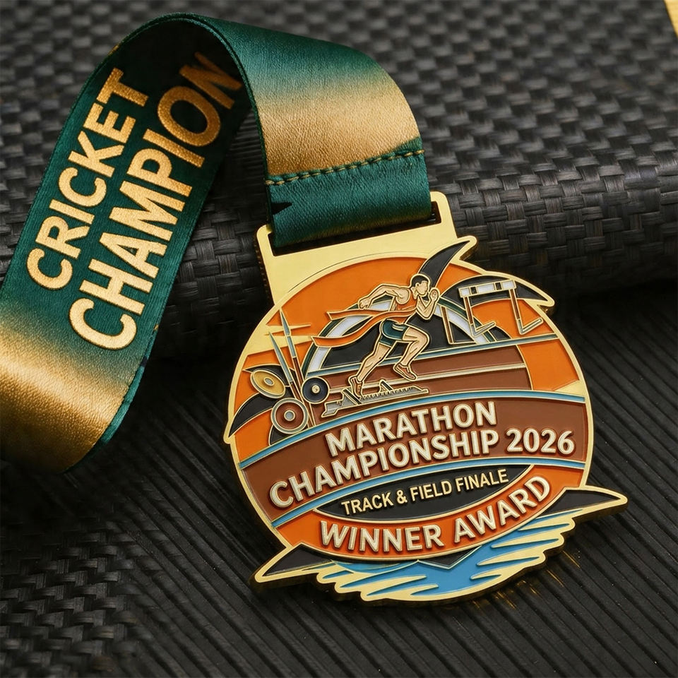 Custom Metal Marathon Championship Award Medals Bulk with Ribbon ...