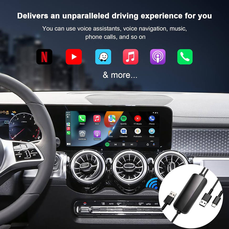 OEM Wireless Carplay Adapter Support iPhone and Android Auto Mirror App ...