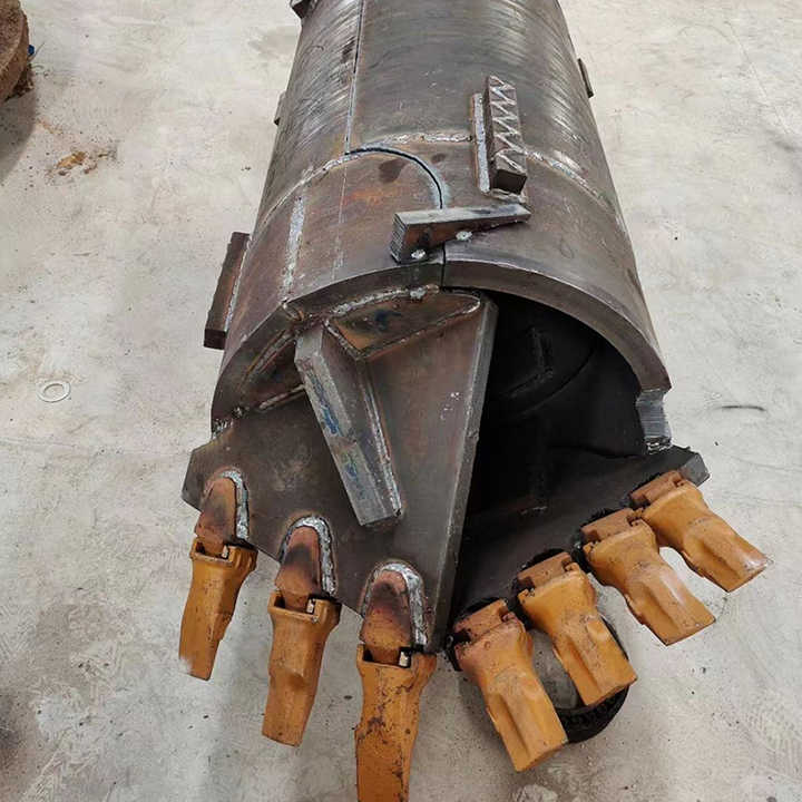 Double-cut Double-Bottom Rock Drill Bucket with Bullet Teeth