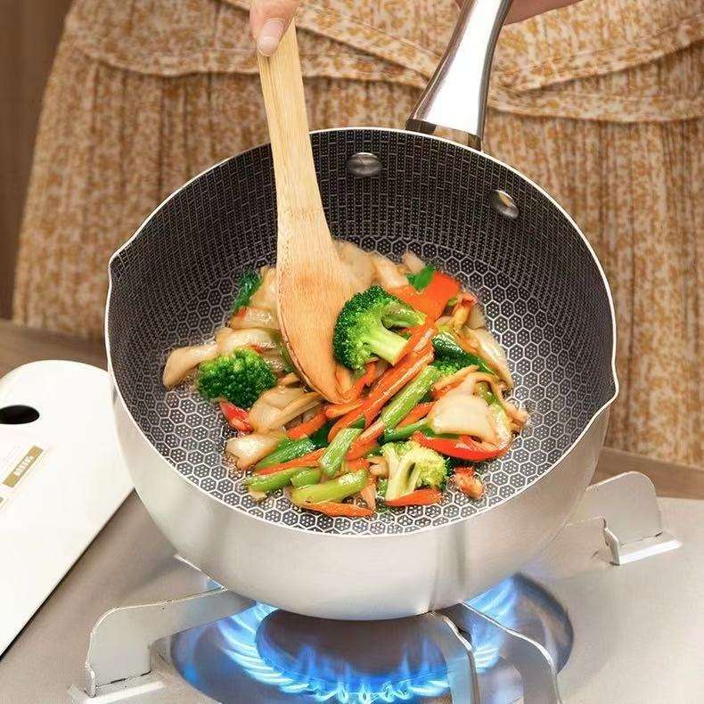 Japanese Style Stainless Steel Honeycomb Non-Stick Cooktop Kitchen Pans ...