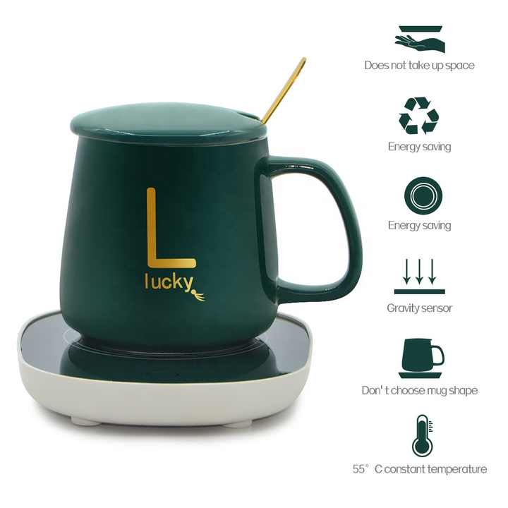 400ml Ceramic Coffee Mug Warmer with USB Plug - Customizable