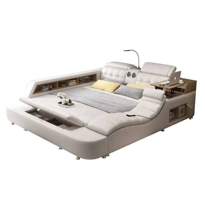 Smart Leather Bed - Stylish & Functional Double Bed