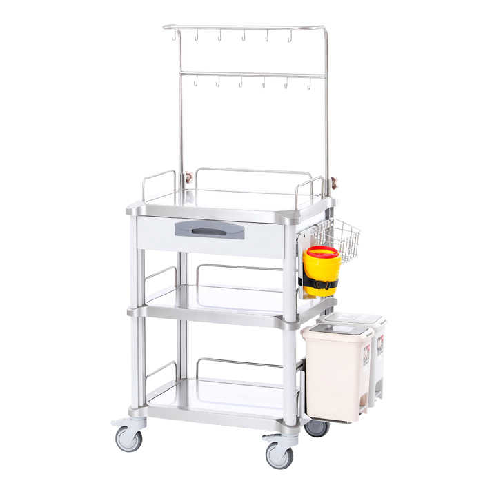 Hospital Furniture Medical Cart With Abs Infusion Iv Pole Plastic ...