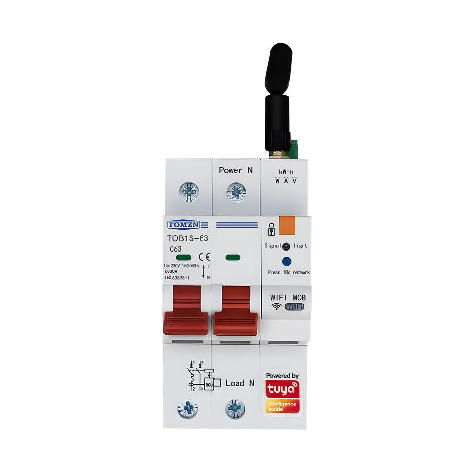 2P WIFI Smart Circuit Breaker MCB Cut L+N Short-circuit Protection Din ...