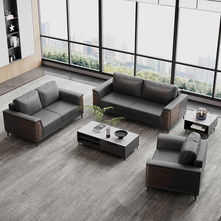 Luxury Modern Office Sofa Set - Modular Leather Business Lounge