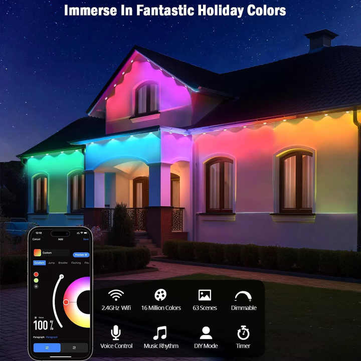 Outdoor LED Eave Light Smart Light Strips Under Eaves Drop Permanent ...