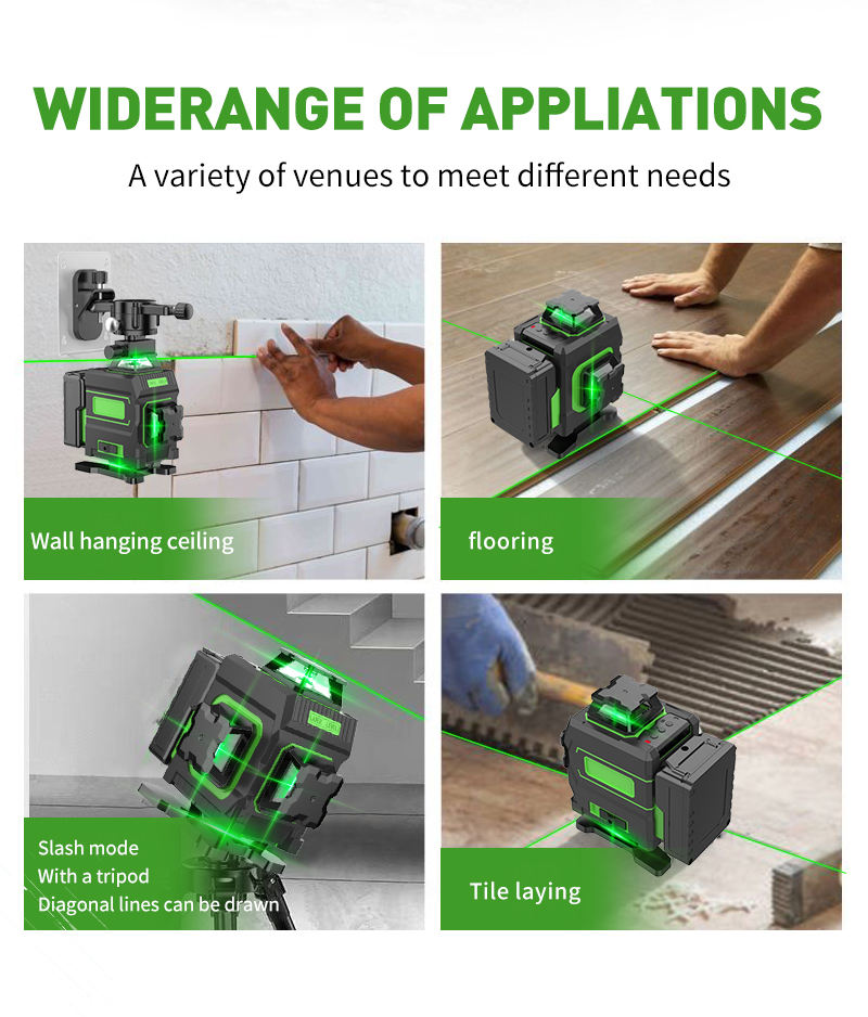 16-Lines Auto Rotary Industrial Grade 4D Green Laser Level Detachable ...