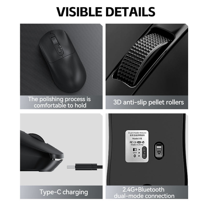 T-WOLF X8 Rechargeable Wireless Gaming Mouse 3200DPI - Ergonomic Design ...