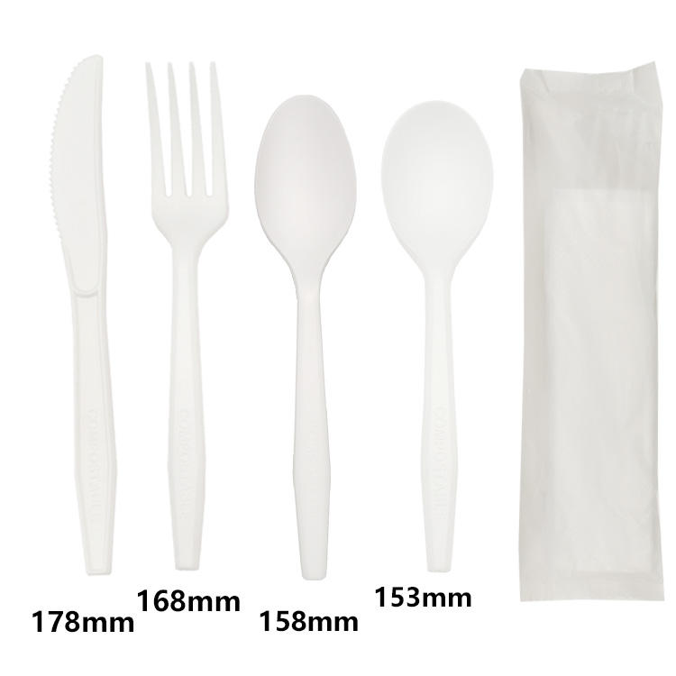 CPLA Cutlery Set Biodegradable Disposable Restaurant Knife Fork Spoon ...
