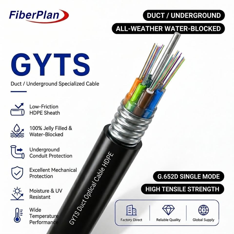 Duct GYTS Fiber Optic Cable Underground Outdoor Waterproof G652D Single ...
