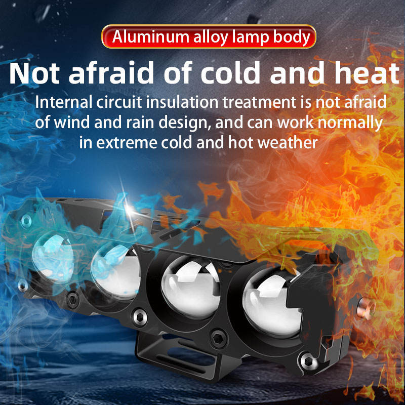 4 Lenses Motorcycle Spotlights LED Lens Headlight Driving Lights