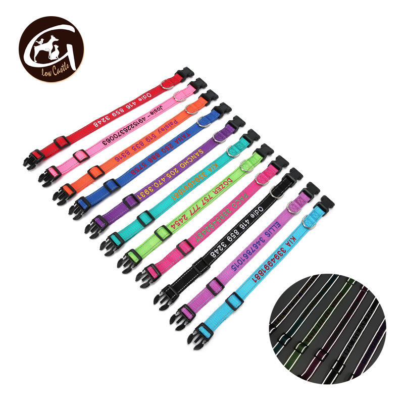 Reflective Cartoon Nylon Dog Collar with Ribbons ID Tag Anti-lost ...