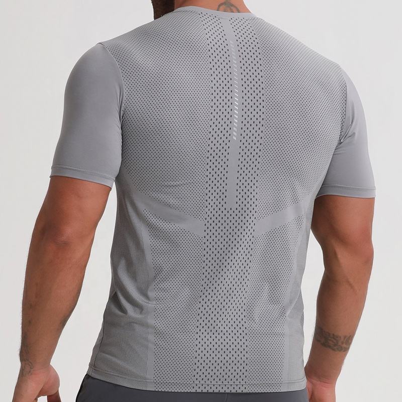 Custom Logo Printed Stretchy Nylon Men's Gym Shirt Quick Dry Breathable ...