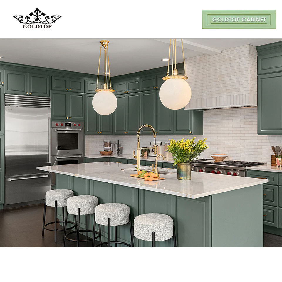 Goldtop Modern Modular Raised Door Kitchen Cabinets with Sink & Faucet ...