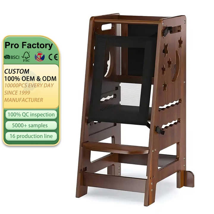 Adjustable Wooden Kids Step Stool Height Toddler Standing Tower ...