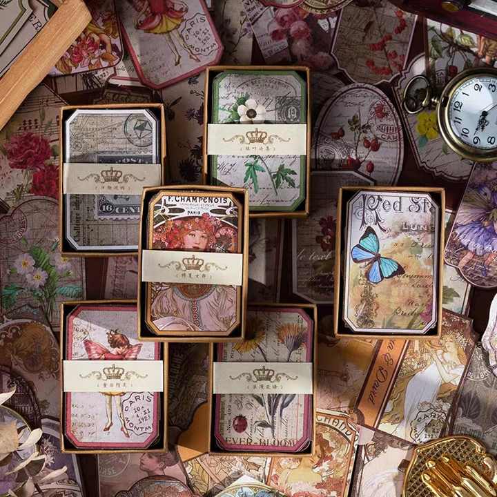 60pcs Per Pack Box Stickers Time Travel Series Retro Art Handbook ...