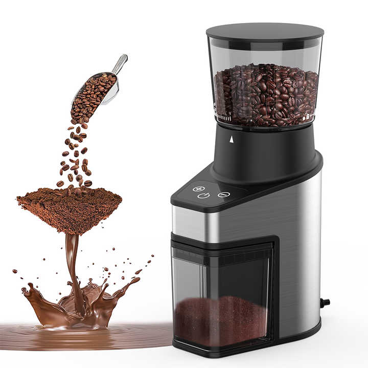 60 Grind Level 250g Bean Hopper Stainless Steel Burr Conical Coffee ...