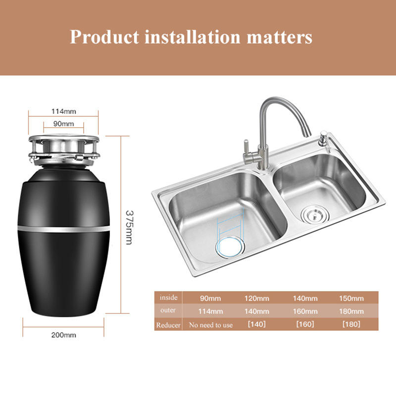Silent Stainless Steel One-Piece Kitchen Waste Disposer Electric Food ...