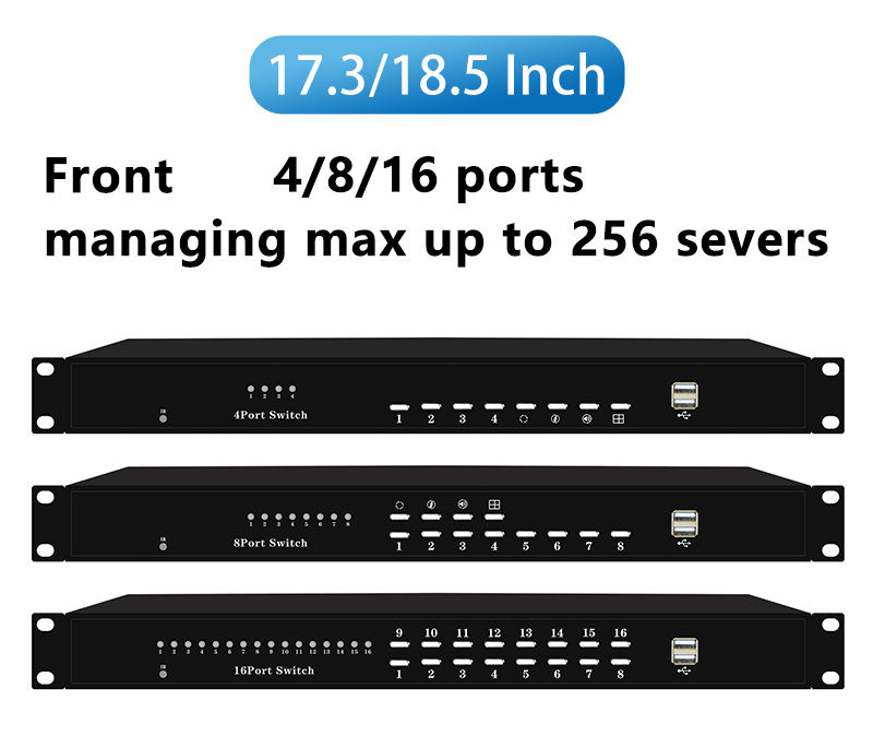 Standard 1U Rack-mount Structure Hd-mi Keyboard Video Mouse KVM Switch ...