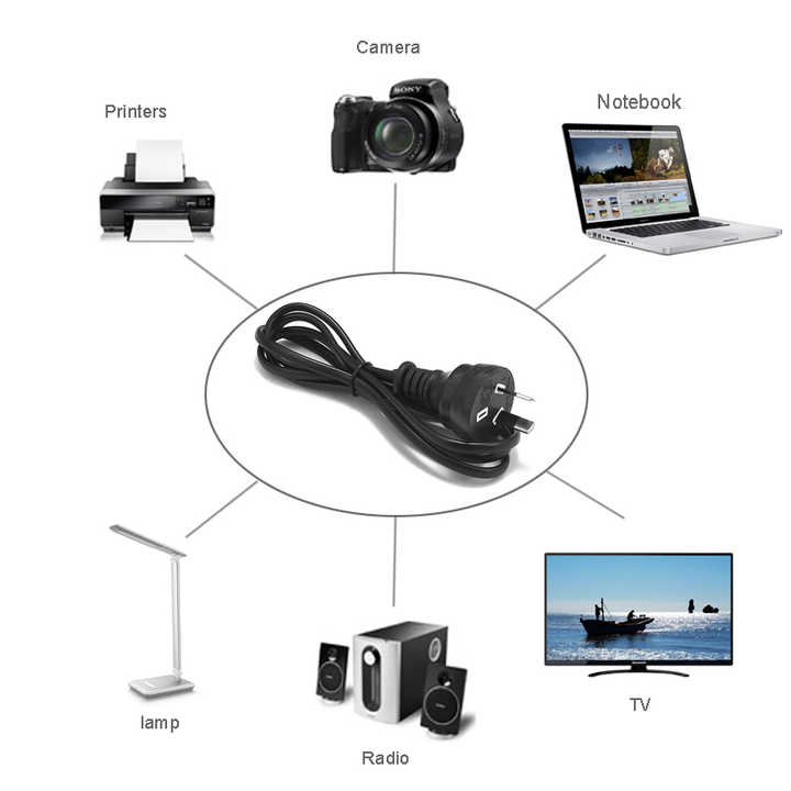 4 ft 1.2m CEE to IEC C7 Figure 8 Power Extension Cord Copper PVC 2.5A ...