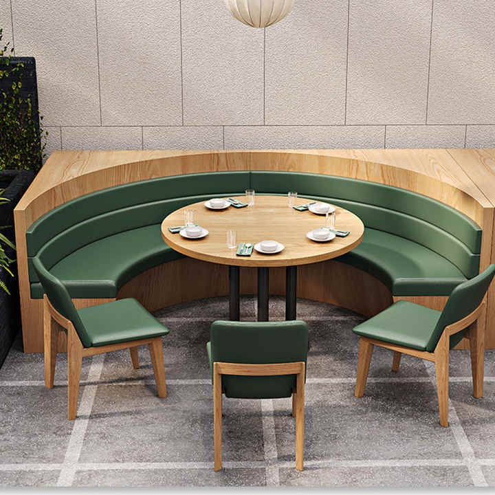Customized Semi-Circular U-Shaped Wood Sofa for Cafes
