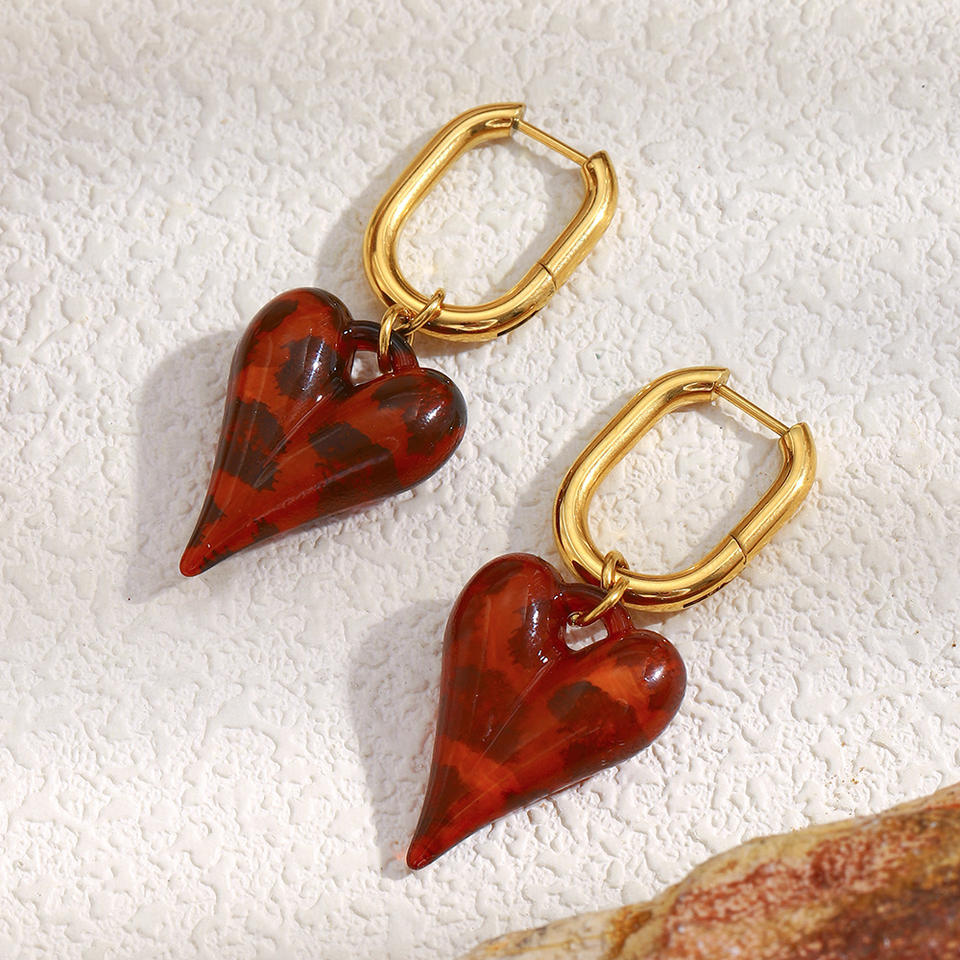 2026 Latest Models Stainless Steel 18K Gold Plated Acrylic Heart-shaped ...