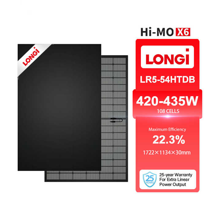 30 Years Warranty Longi Hi-MO X6 Artist LR5-54HTDB PV Module 420W 425W 430W 435W Ultra Black ...