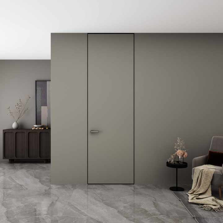 Modern Aluminum Wooden Flush Frameless Interior Bedroom Door Invisible ...