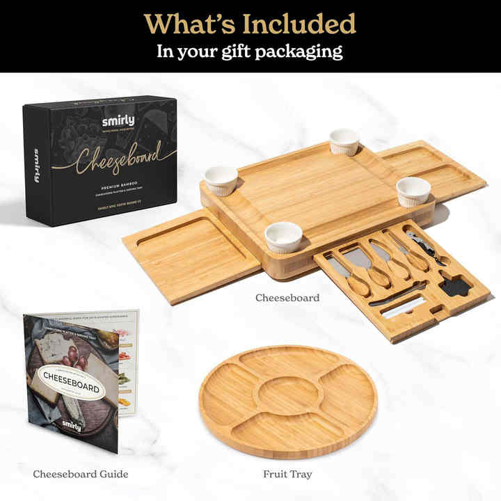 Bamboo Cheese Cutting Board with Tools Set Charcuterie Board