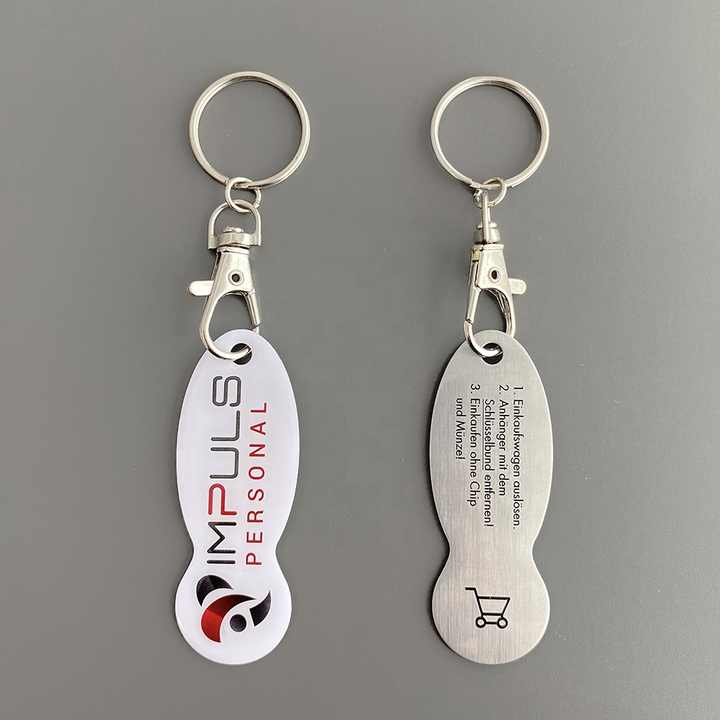 Custom Design Metal Key ring printing logo information Supermarket ...