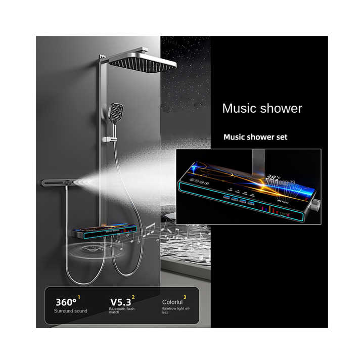 Music Showerhead with 4 Functions - Digital Display LED