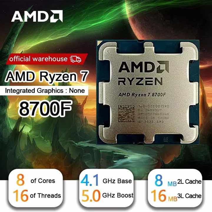 For Ryzen 7 8700F New R7 8700F 8 Cores 16 Threads 5GHz Desktop Computer Processor with AM5 ...