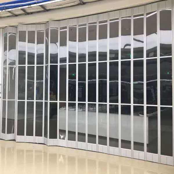 Transparent Polycarbonate Folding Sliding Door for Malls & Stores - OEM