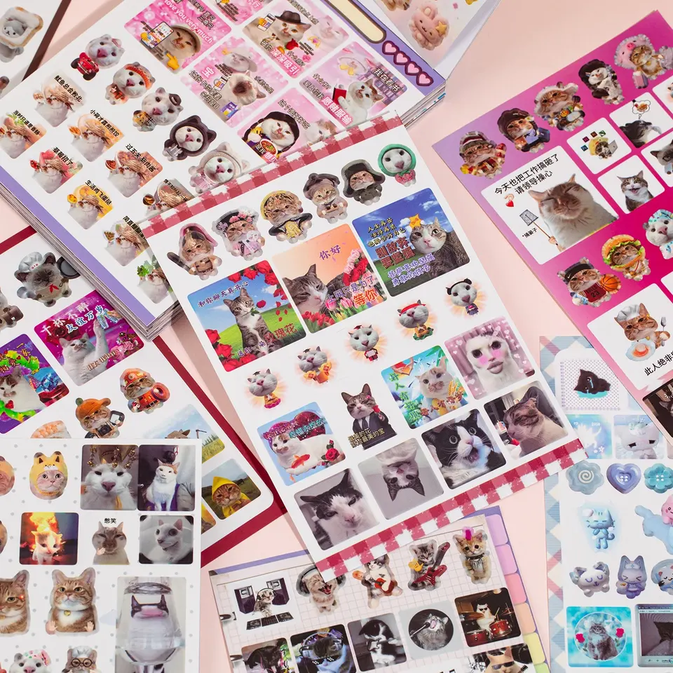 20Pcs Cat Daily Series Cute PET Die Cut Stickers Book for Handmade ...