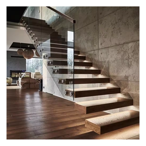 Villa Design Floating Straight Staircase - Invisible Steel