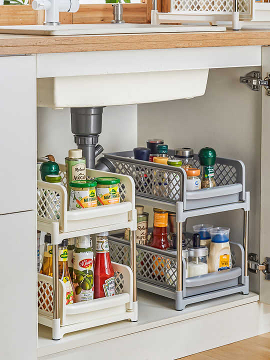 Kitchen Storage Shelf with 2 Drawers - Spice Rack Organizer