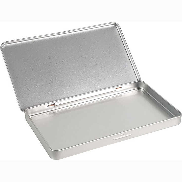 Portable Silver Metal Pencil Case - Storage & Hinge Tin Box