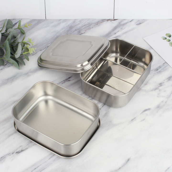 Large Stainless Steel Bento Lunch Box with 3 Sections Durable Perfect ...
