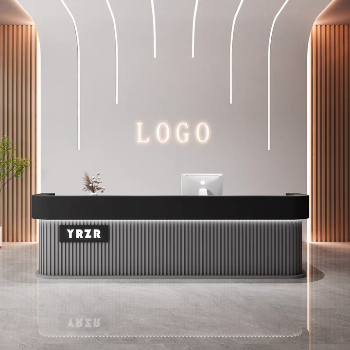 Modern Simple Wood Arc Bar Table for Front Desk Reception for Hotels ...