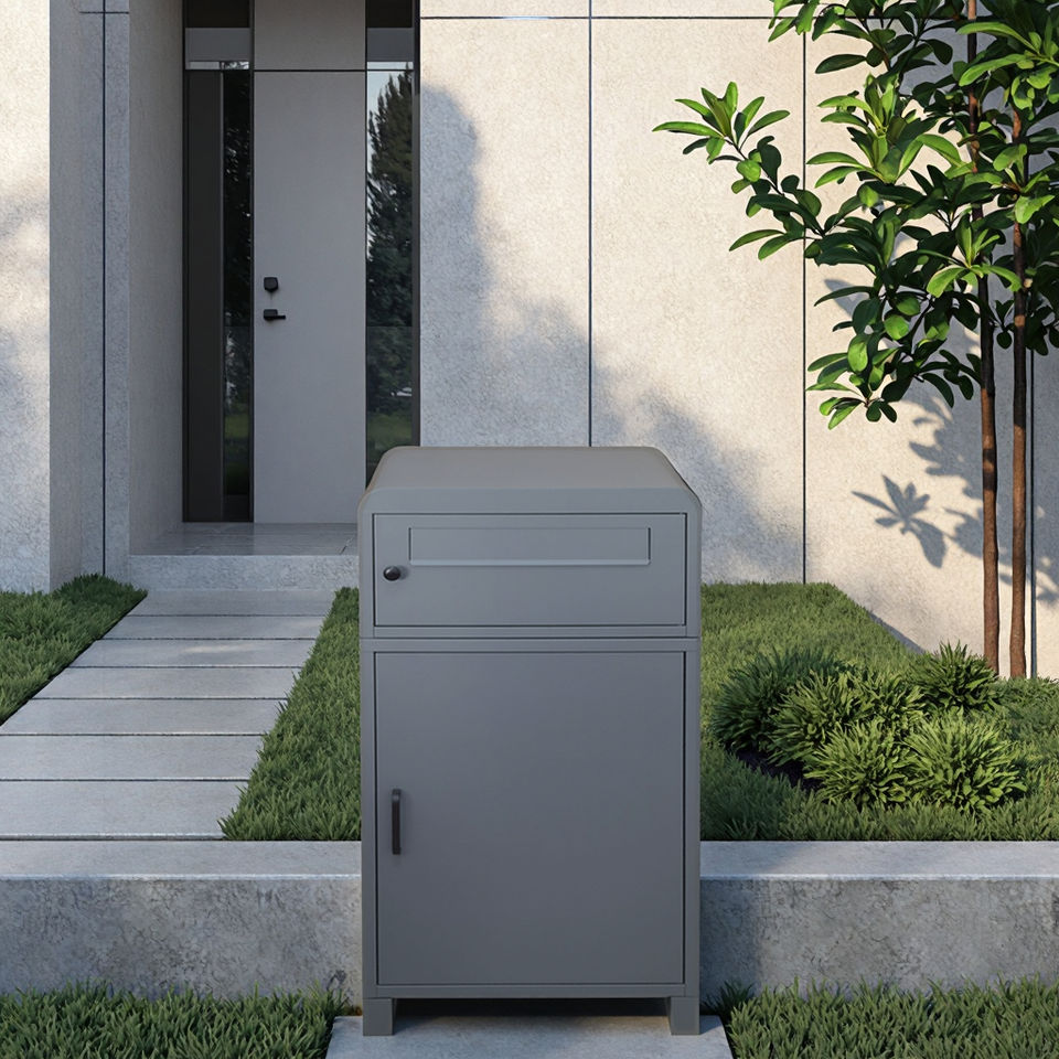Matte Finish Freestanding Mailbox Outdoor Parcel Delivery Box Knock ...