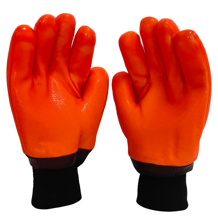 Fluorescent Double Dipped PVC Glove,Foam Insulated Liner,Rough Sandy ...
