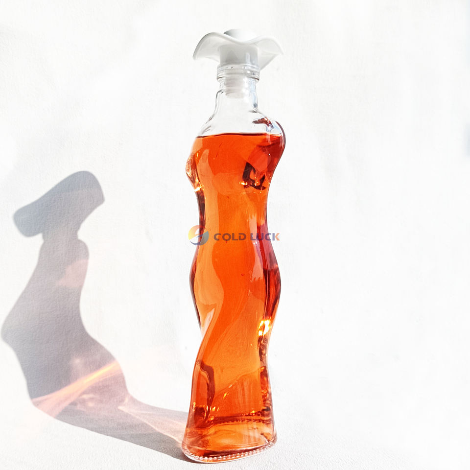 550ml Female Body Glass Bottle for Alcoholic Beverages Vodka Brandy ...