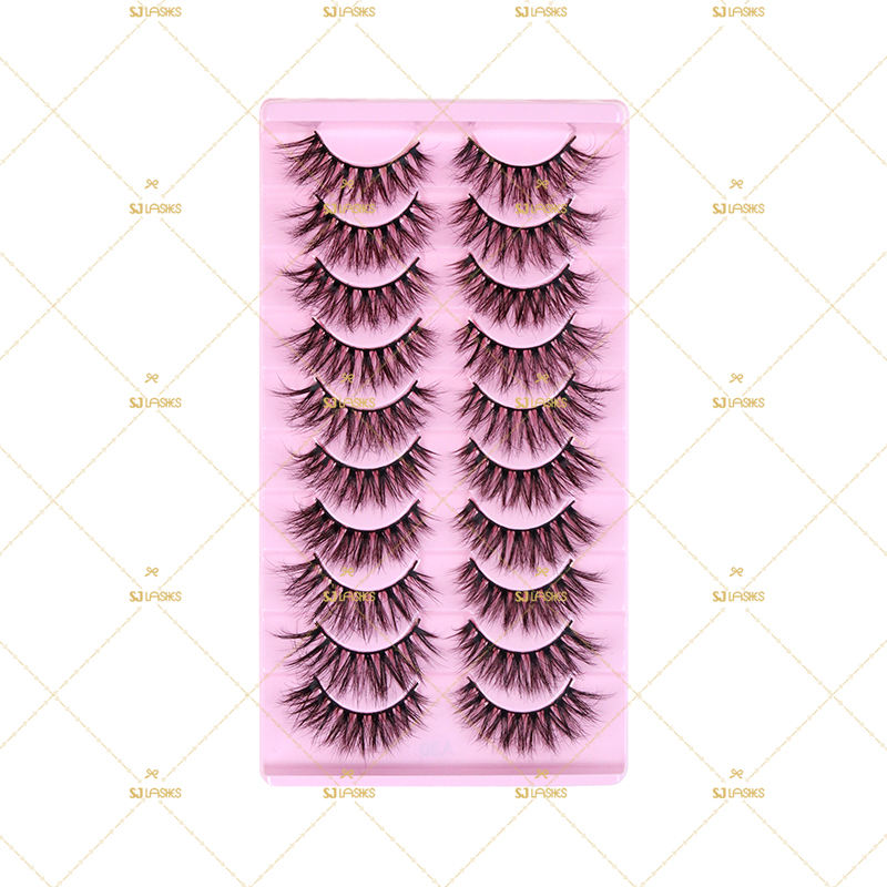 Russian Faux Mink Full Strip Eyelashes 10 Pairs Set Natural Cross ...