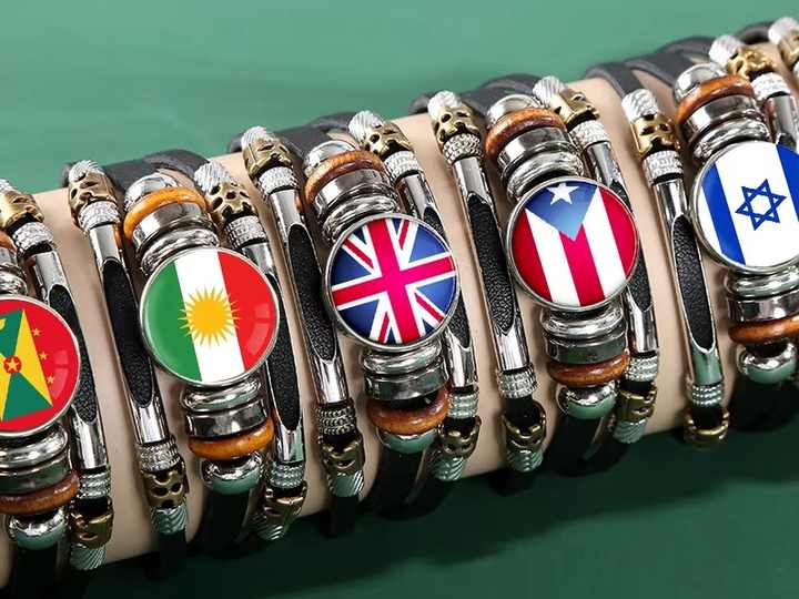 233 Countries National Flag Bracelet - Crystal Bead Charm for Sports ...