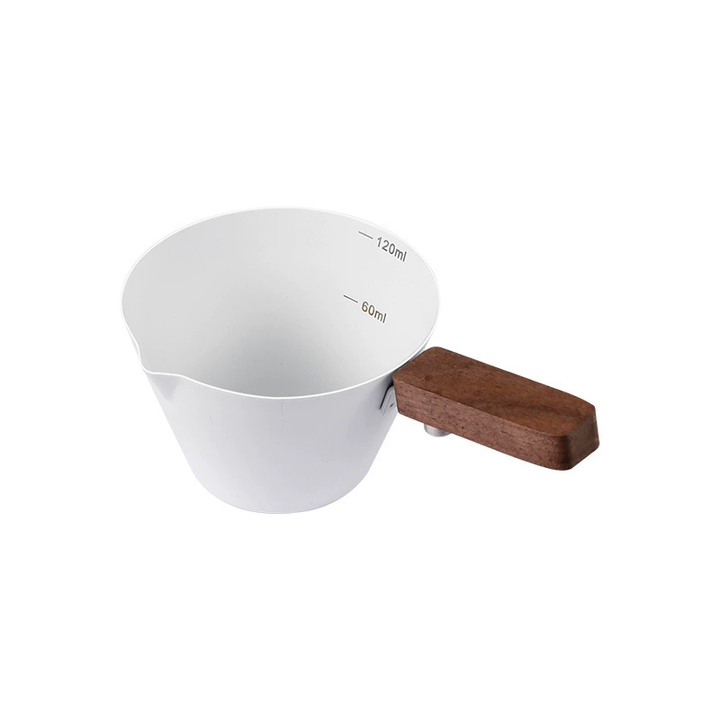 120 ML Stainless Steel Espresso Measuring Cup with Wooden Handle ...
