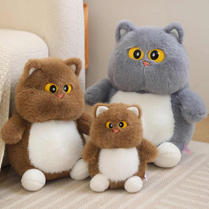 Adorable Big-Eyed Cat Plush Toy Super Soft and Cuddly Stuffed Animal in ...